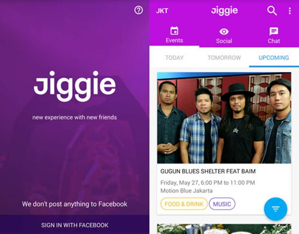 JIGGIE Apps, Gabungkan Informasi Event dan Media Sosial